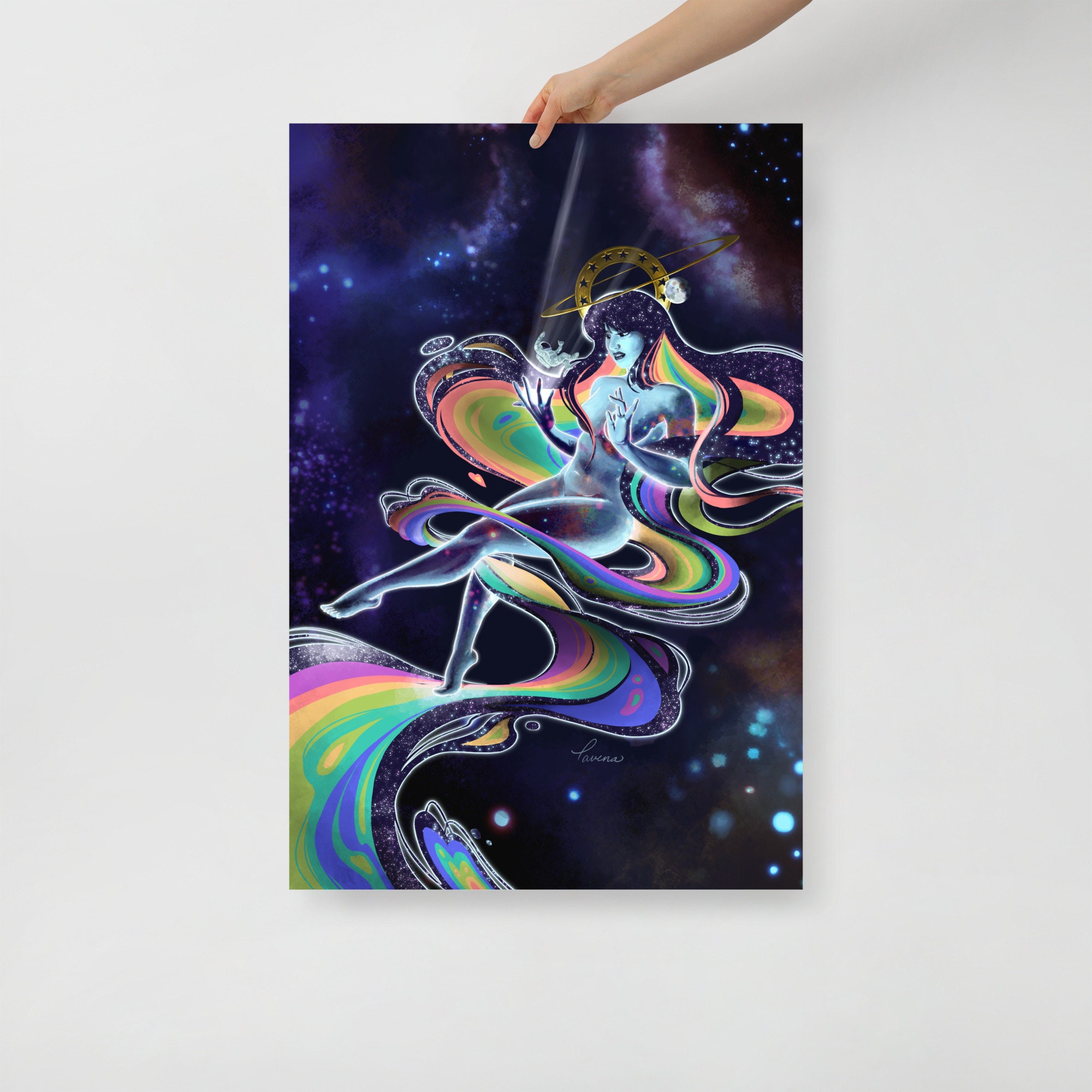 Celestial Space Goddess Illustration Digital Painting Astraea - Etsy