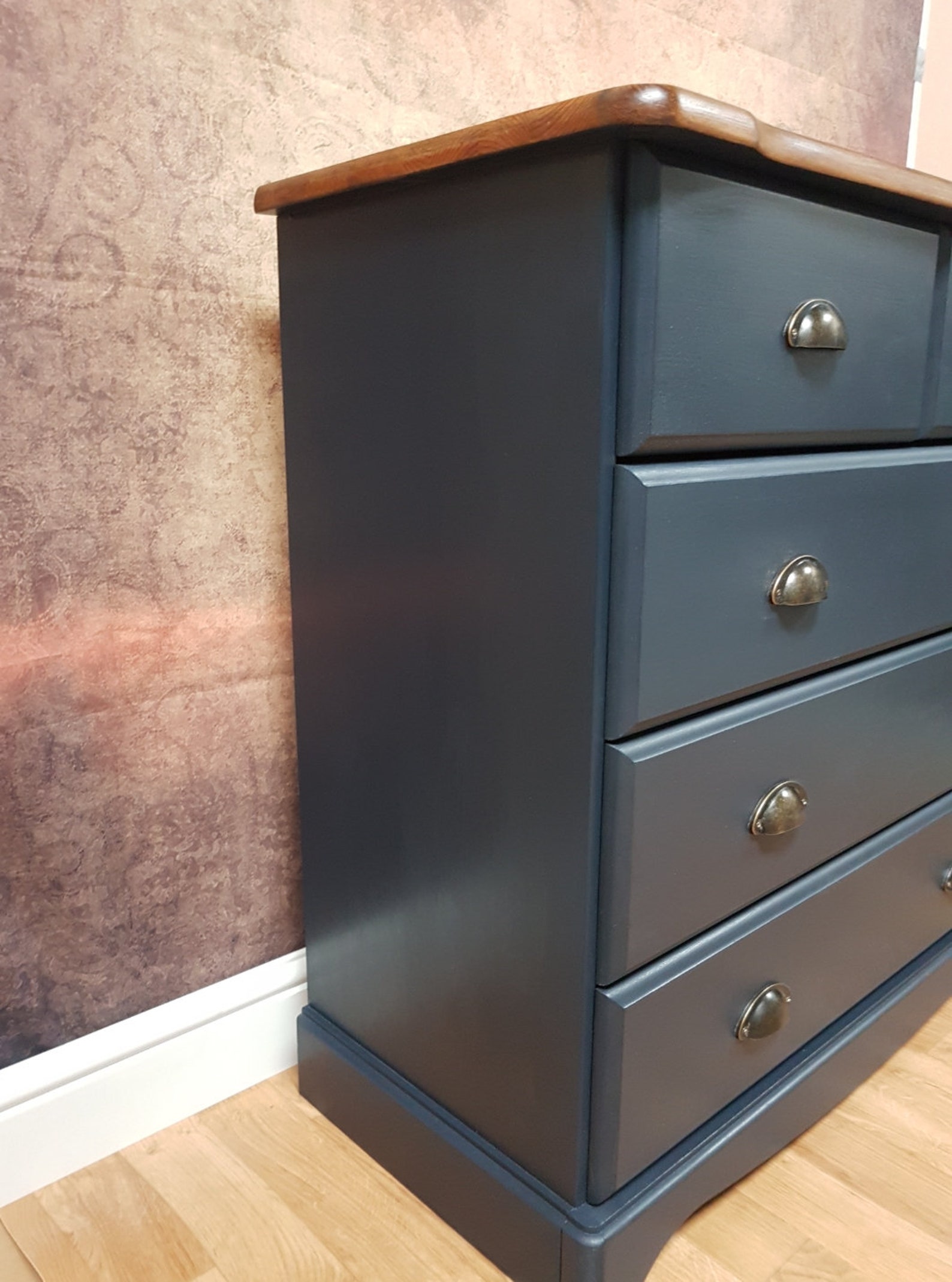 SOLDSOLD Navy Blue Painted Chest of Pine Drawers Mandala - Etsy UK