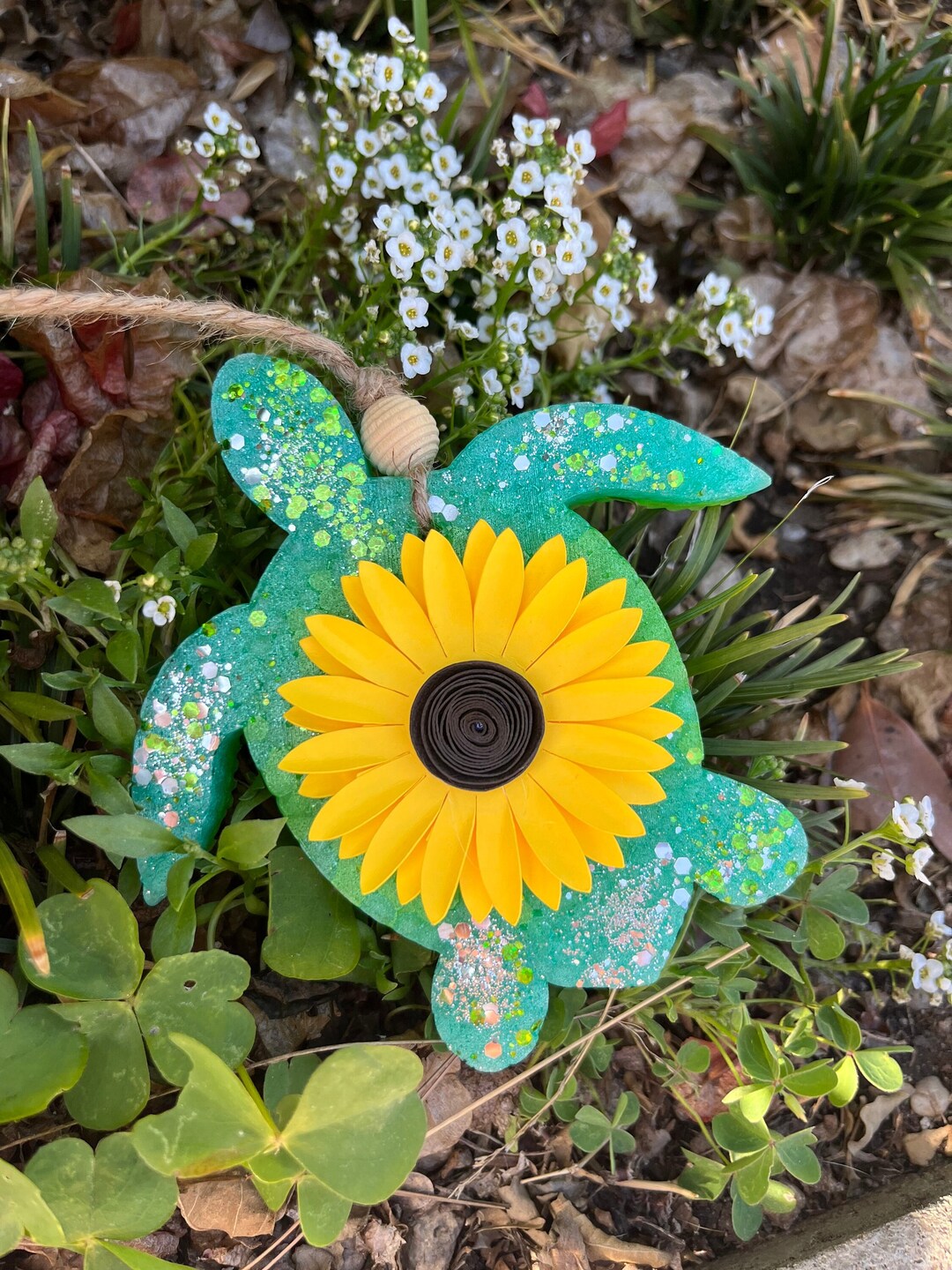 Sea Turtle Flower Freshie Green Turtle Freshie Sunflower Etsy