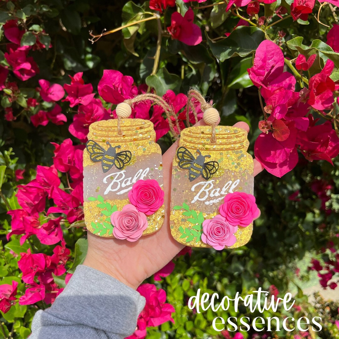 Mason Jar Flower Freshie, Bee Freshie, Honey Freshie, Paper Flower ...