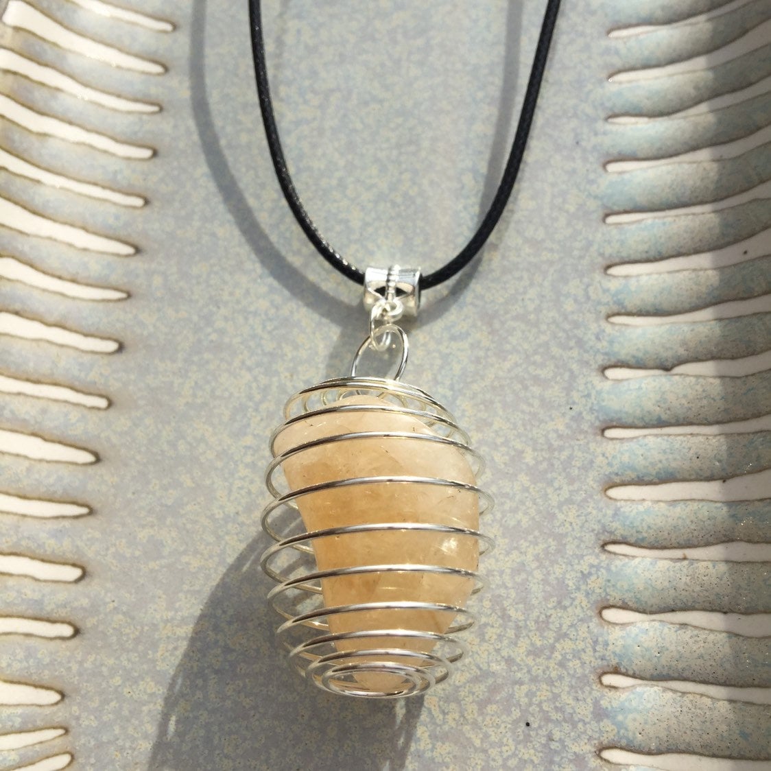 Citrine Necklace Citrine Stone Pendant Caged Citrine Stone | Etsy