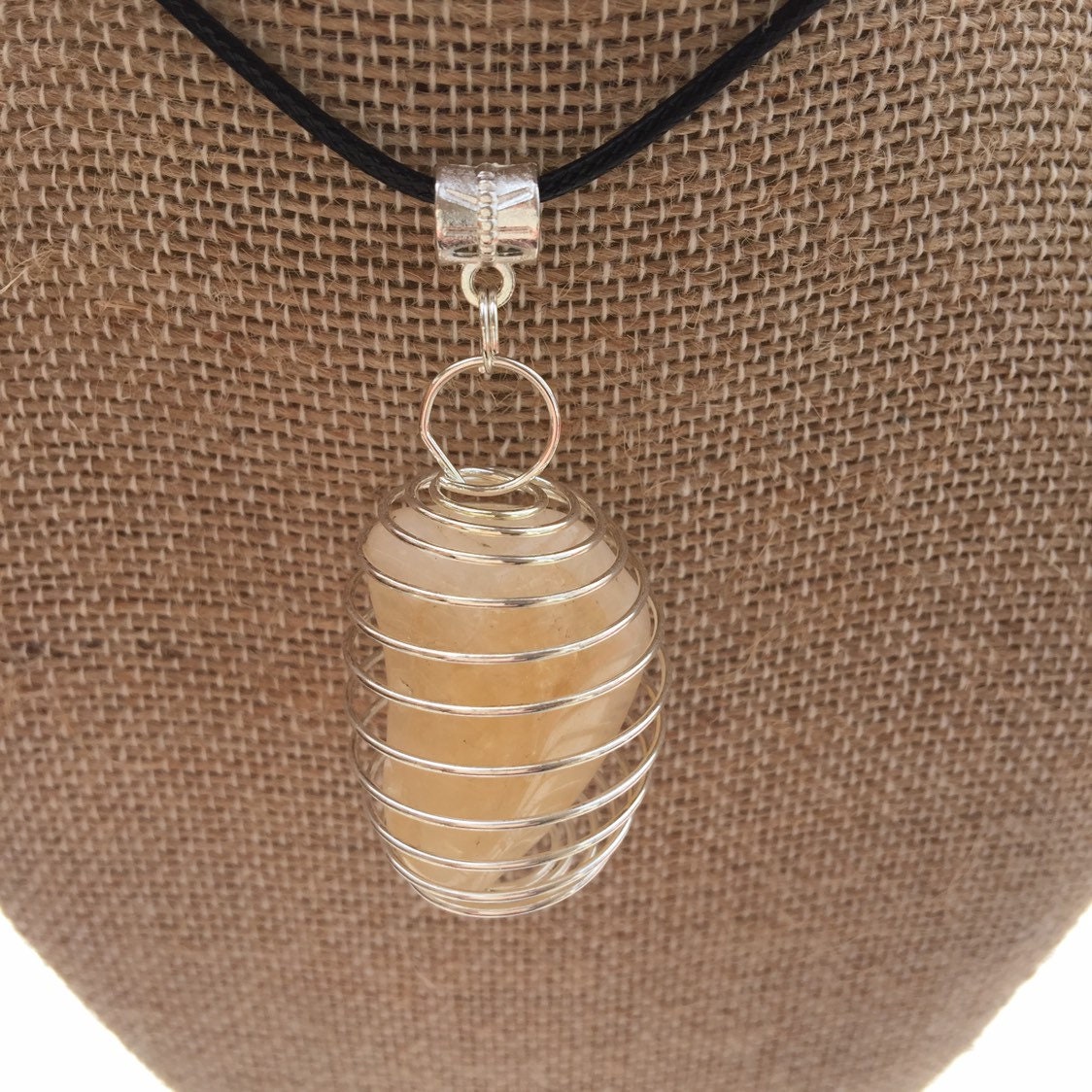 Citrine Necklace Citrine Stone Pendant Caged Citrine Stone | Etsy