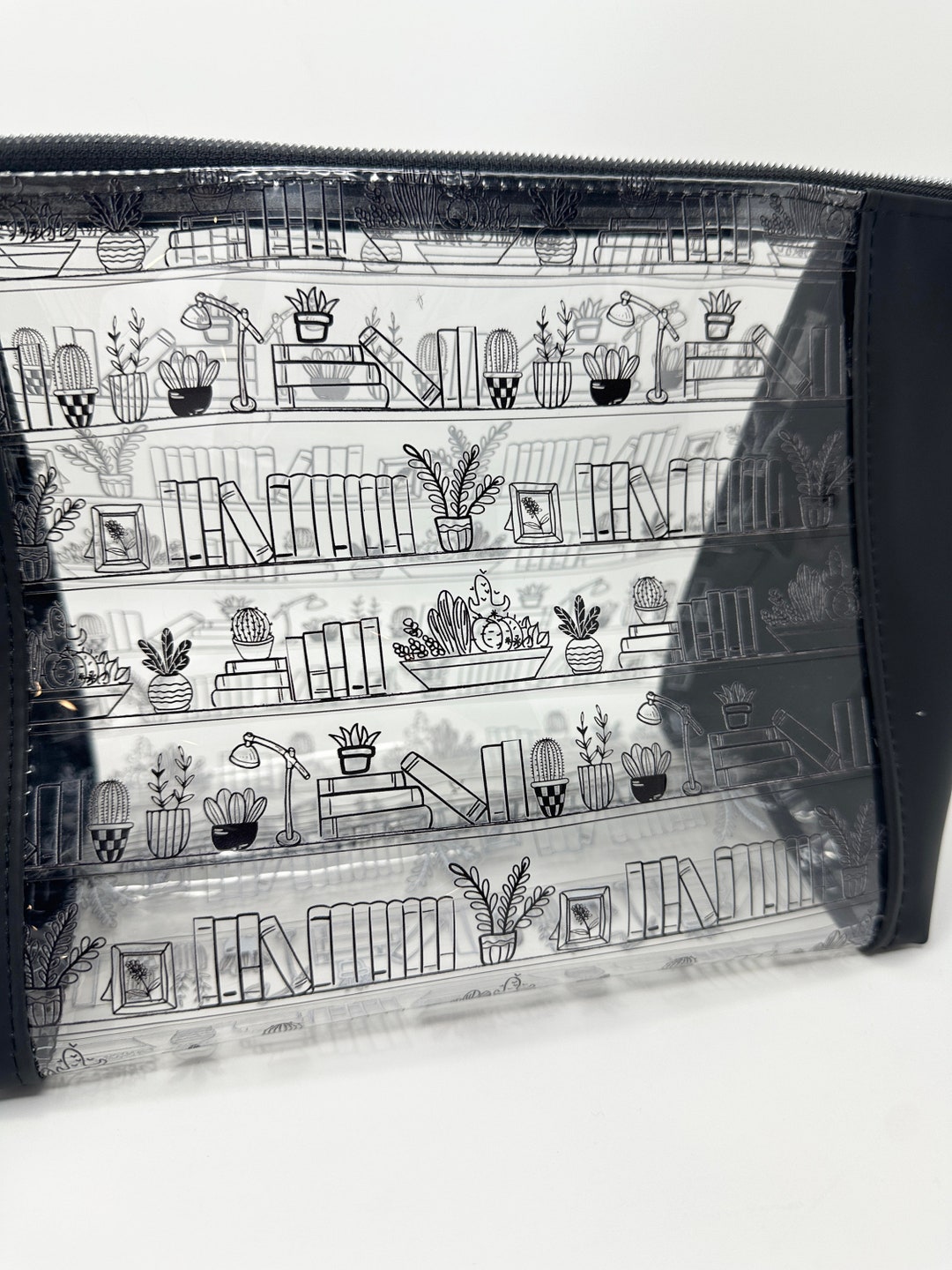 Zipper Pouch - Library Plants - Black, Toiletry Bag, Pencil Case ...