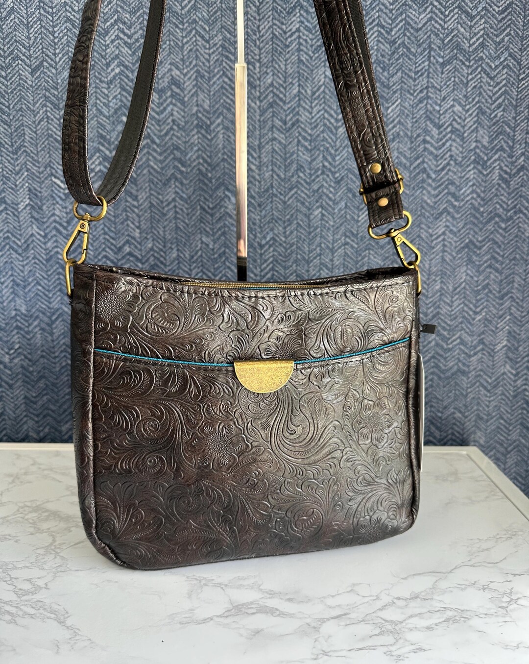 Takisha Crossbody - Black Embossed Floral - Etsy