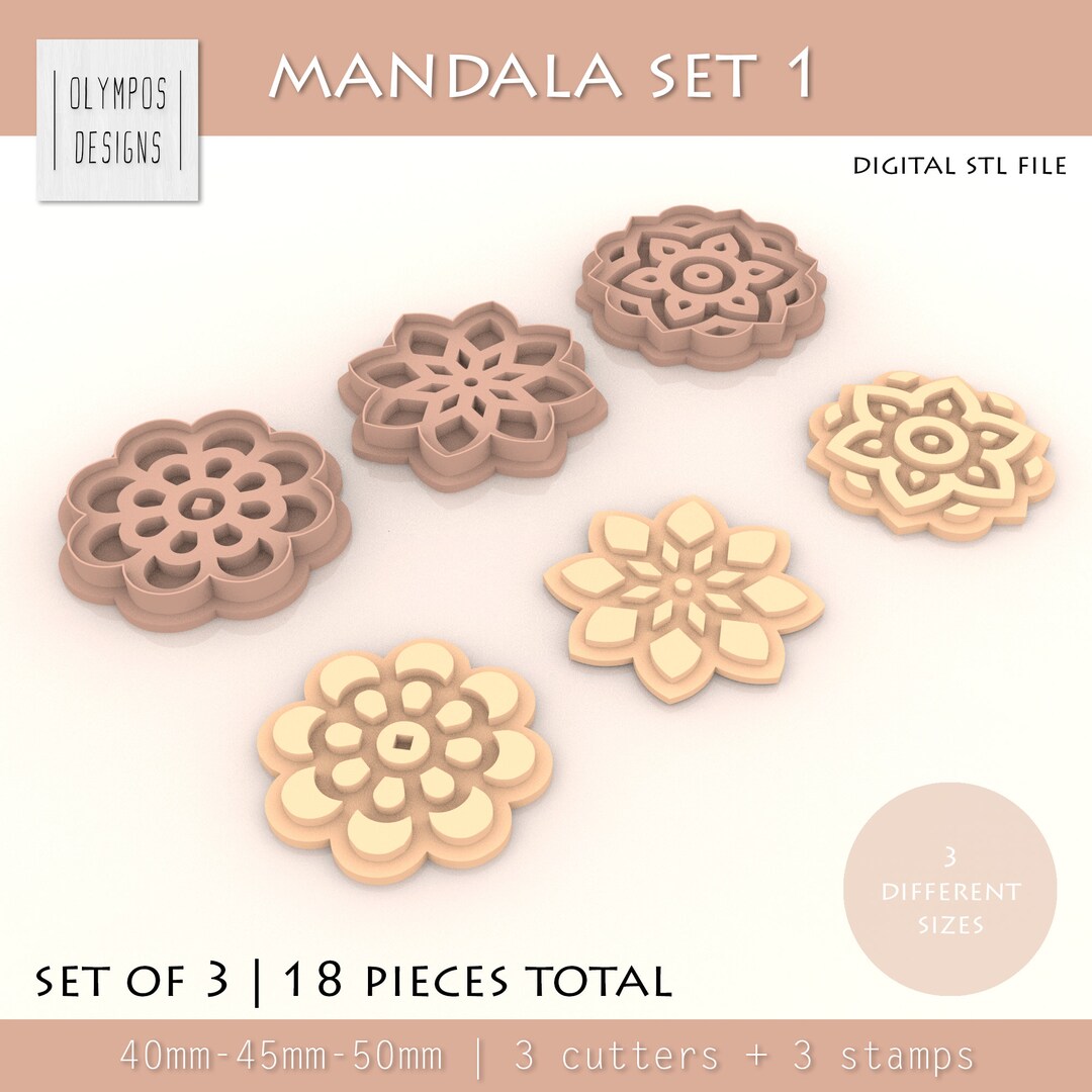 Mandala SET 1 Digital STL File 3 Sizes Instant Digital Download Easy to ...