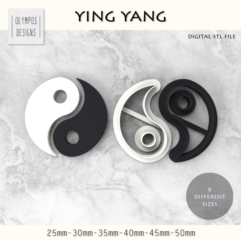 Ying Yang Clay Cutter | Digital STL File | 6 Sizes | Instant Digital ...