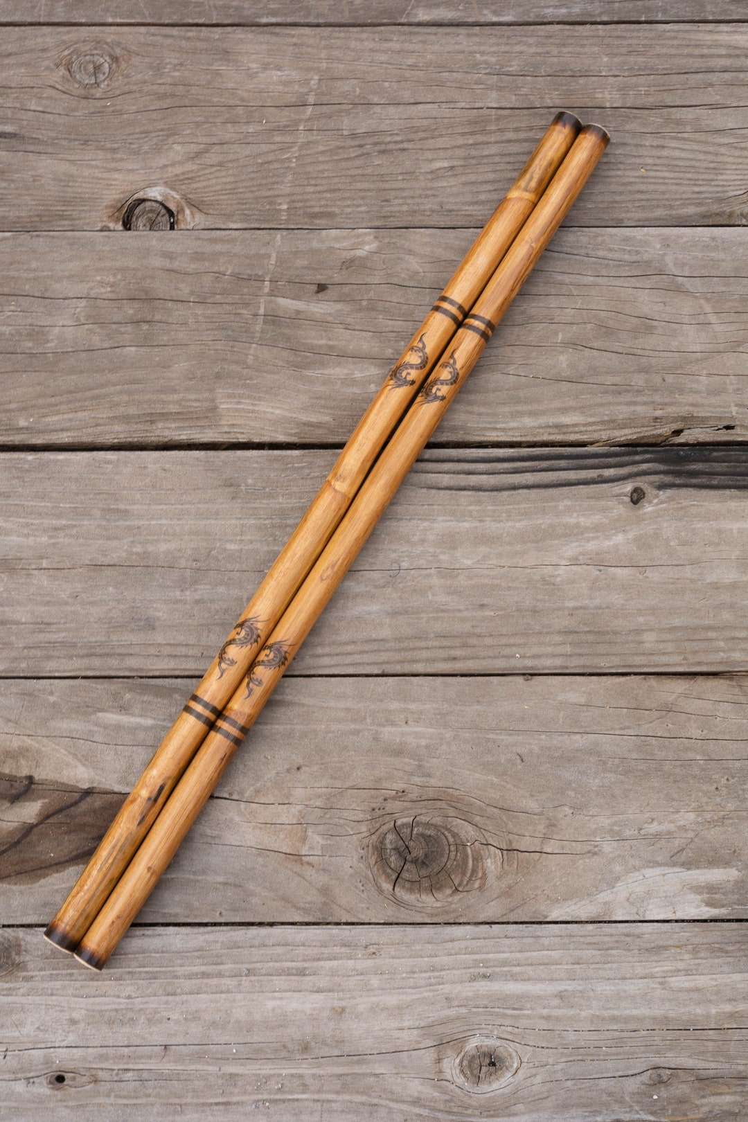 Set of Rattan Escrima Sticks With Dragon Design - Etsy