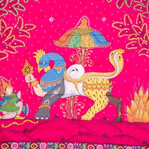 Pattachitra Hand Painted Saree on Pure Silk - Navagunjara Theme ...