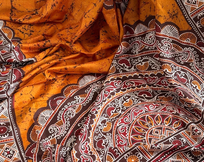 Bangalore Silk Hand Batik Saree, Silk Mark Certified Mustard - Etsy