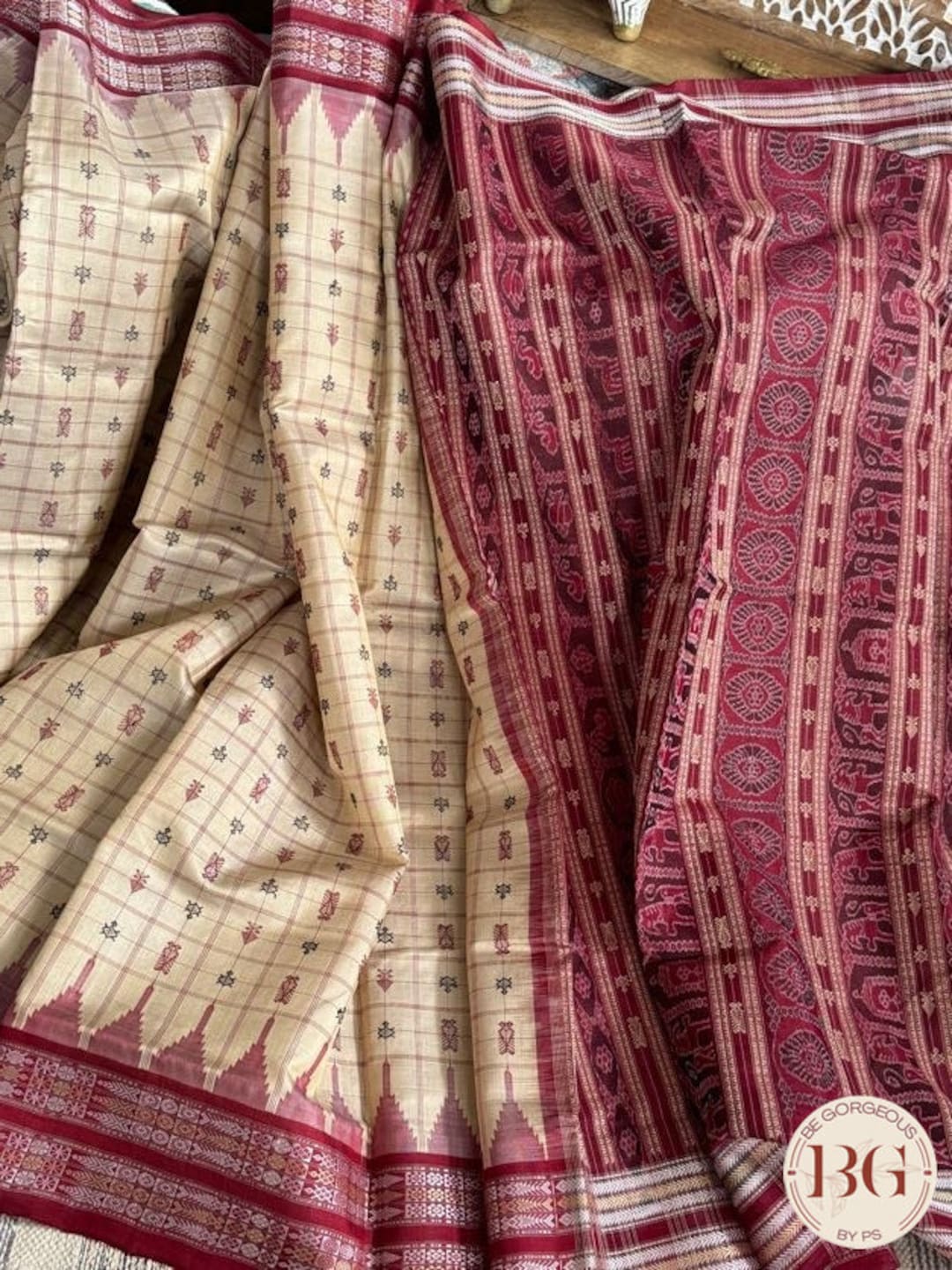Tussar Silk Hazar Butti Handloom Pure Silk Saree - Beige - Etsy