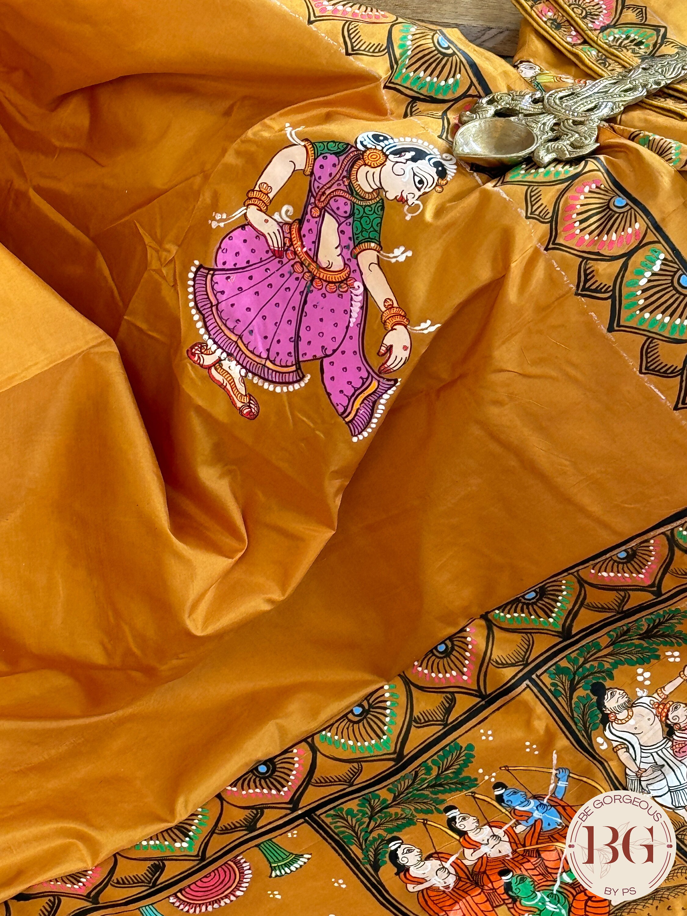 Pattachitra Ram Darbar Hand Painted Saree on Pure Bangalore Silk ...