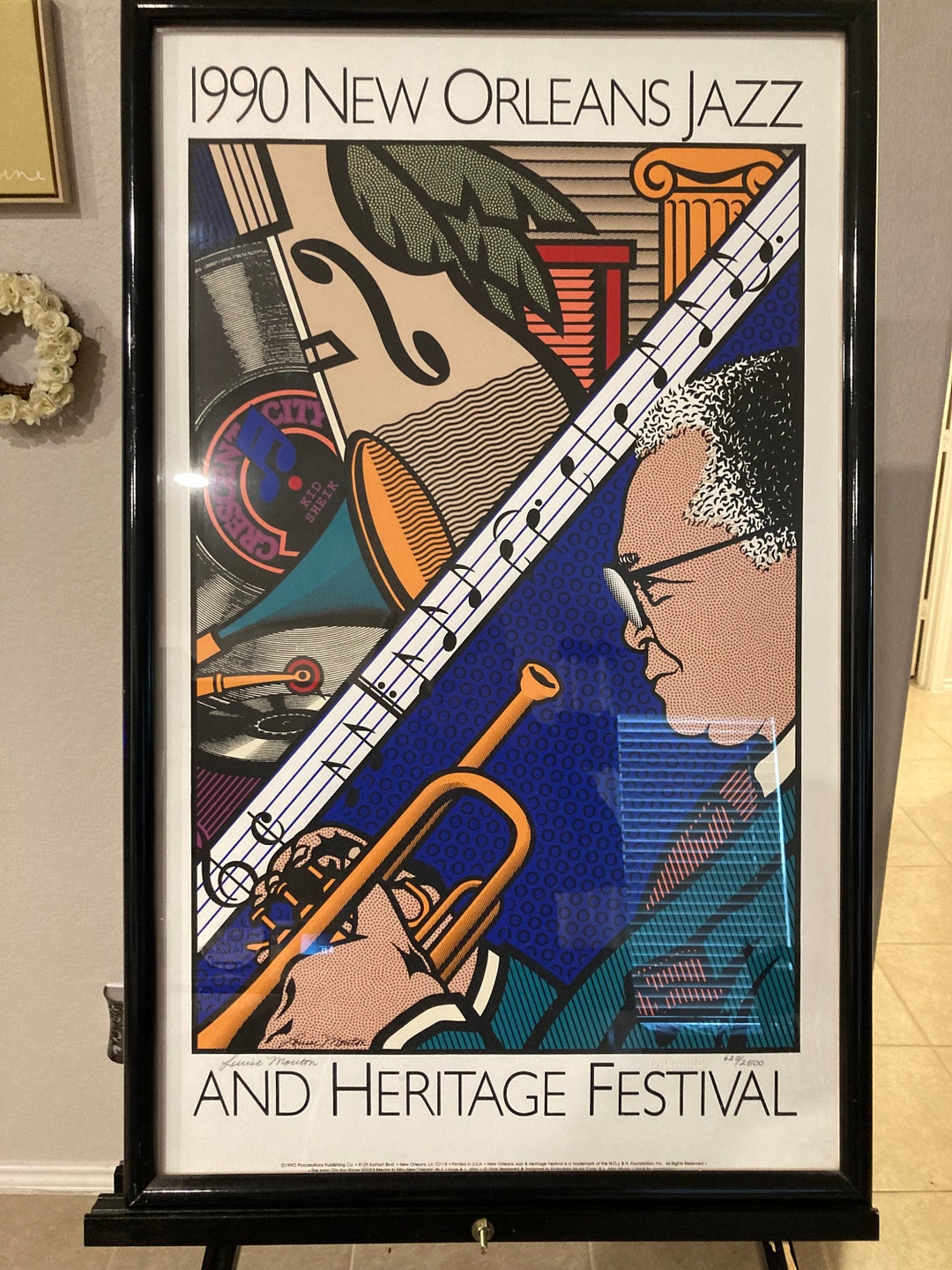 1990 New Orleans Jazz Fest Signed and Numbered Vintage Poster. 620/2500 ...
