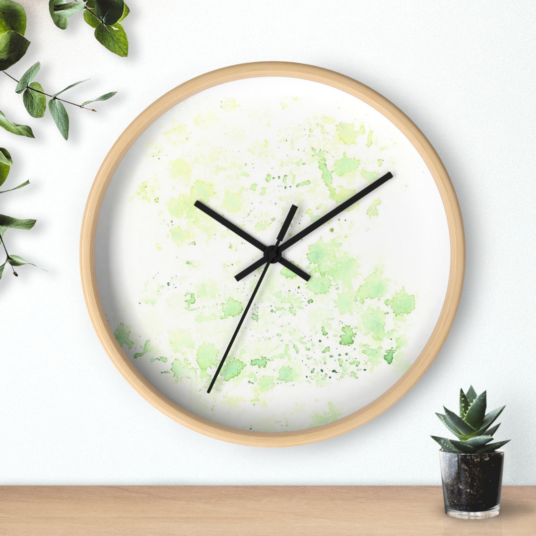 Green Splatter Clock Splatter Painting Clock Abstract Wall Clock ...