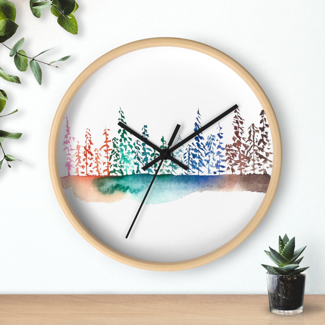 Rainbow Wall Clock Rainbow Forrest Wall Clock Nursery Clock Forrest ...