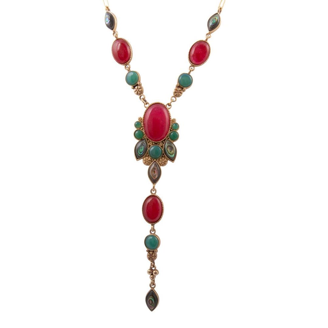 Regalia Red Onyx Golden Y Necklace - Etsy
