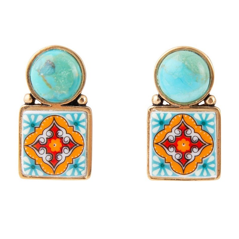 Talavera Tile Earrings - Etsy