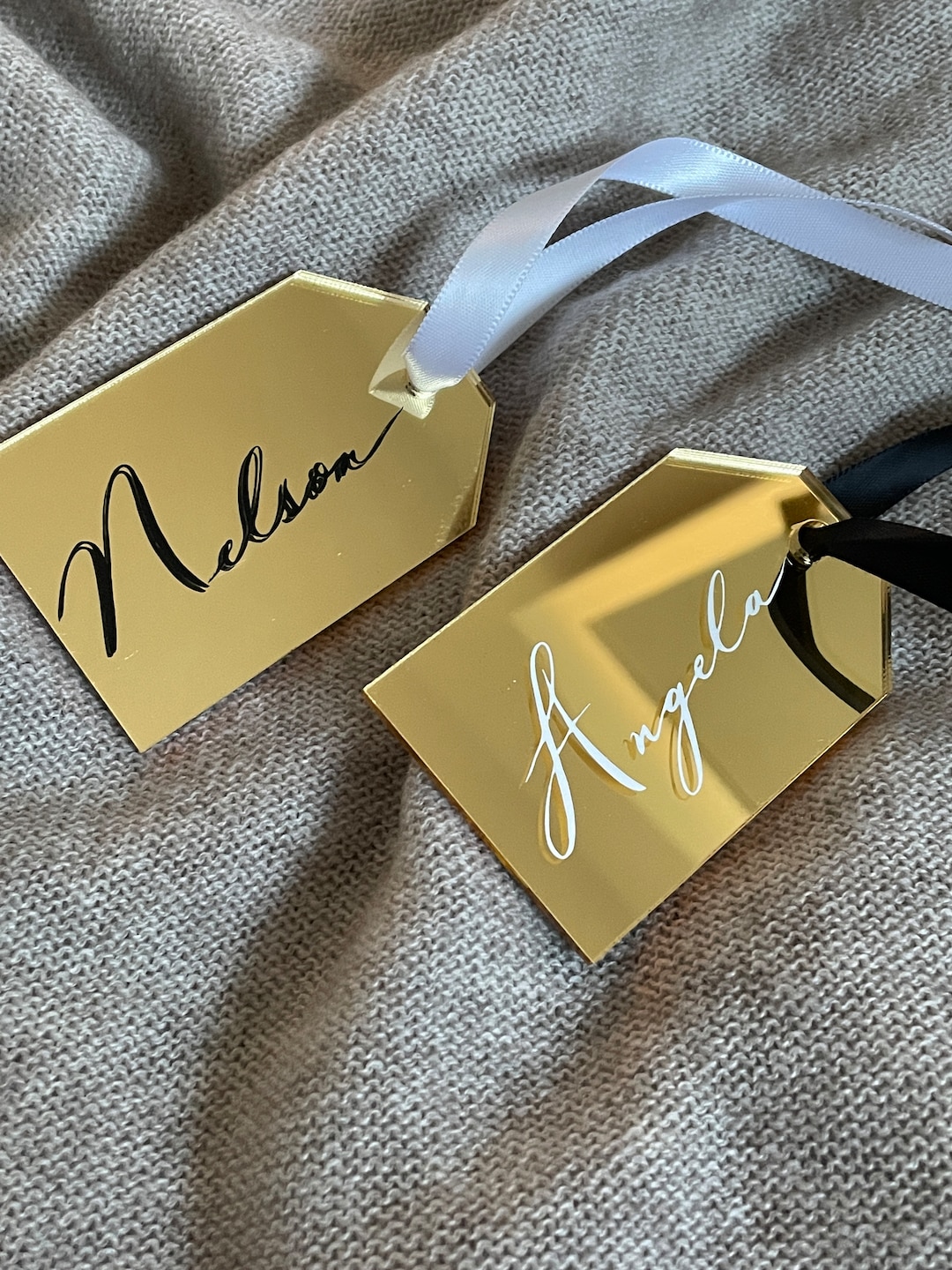 Acrylic Reusable Gold Mirrored Gift Tag | Personalized Gift Tag ...