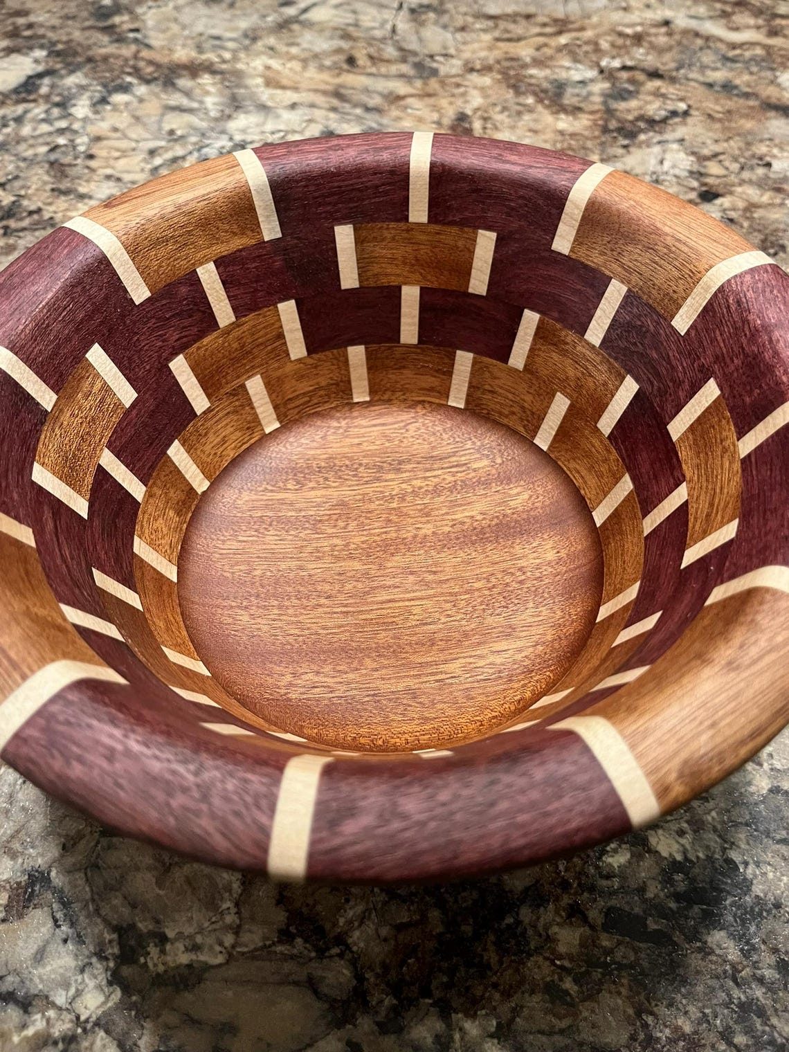 Wooden Art Bowl – Handcrafted Geometric Wood Bowl – Purpleheart, Sapele ...