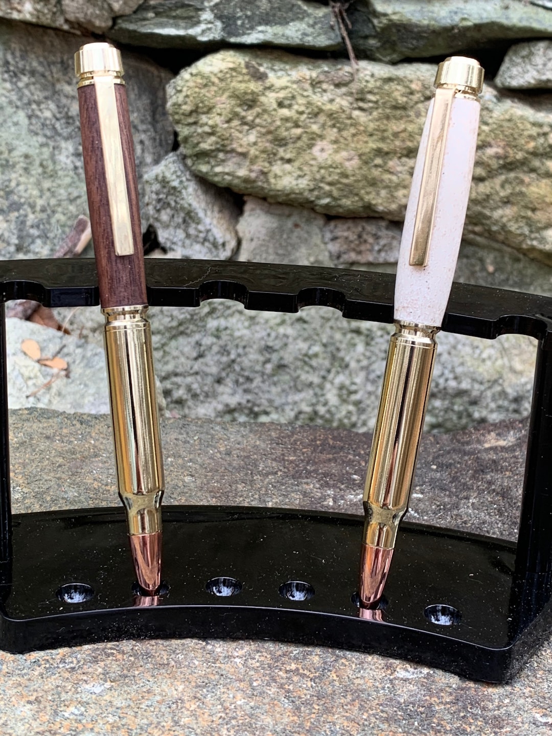 Handmade Bullet Pens – Hand-turned Walnut & Antler With 24kt Gold Shell ...