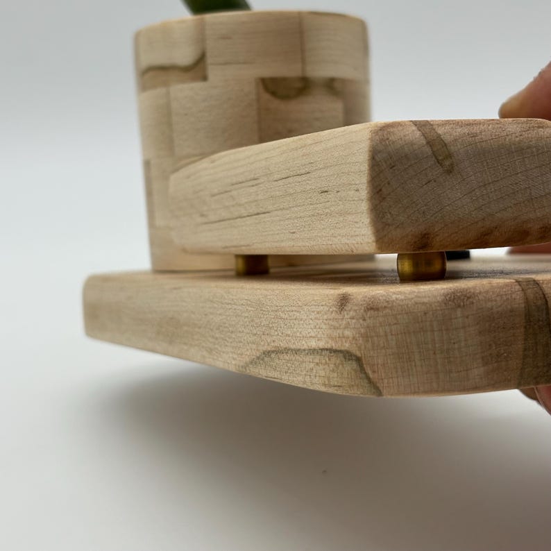 Handcrafted Wooden Desk Organizer With Pen, Business Card Holder ...