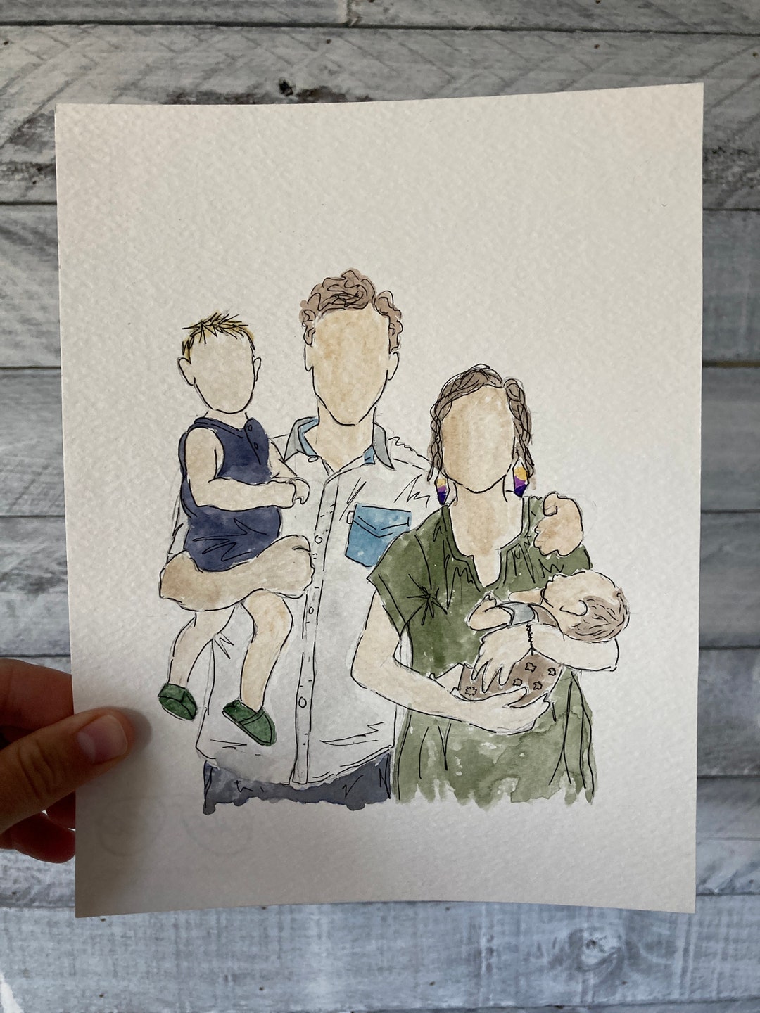 Custom Hand-painted Watercolor Faceless Portrait - Etsy