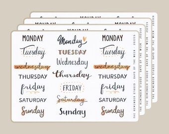 Gold Days of the Week Stickers - Etsy