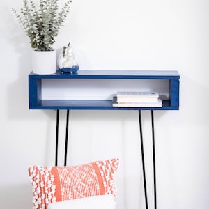 Blue Narrow Console Table, Narrow Entryway Table, Handmade Wood Console ...