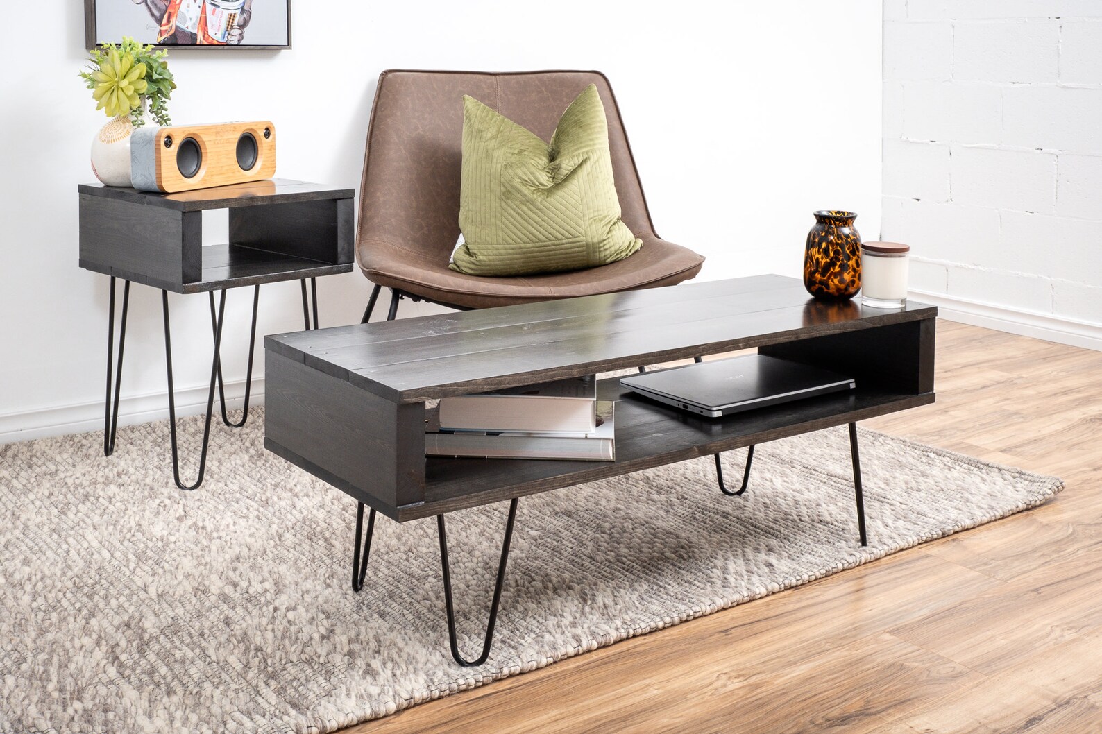 Black Coffee Table Modern Rustic Mid-century Handmade From - Etsy