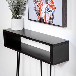 Blue Narrow Console Table, Narrow Entryway Table, Handmade Wood Console ...