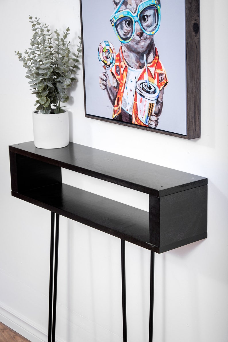 Blue Narrow Console Table Narrow Entryway Table Handmade | Etsy