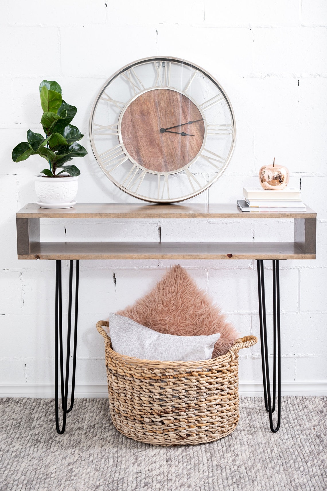 Beige Console Table Beige Entryway Table Handmade Wood - Etsy