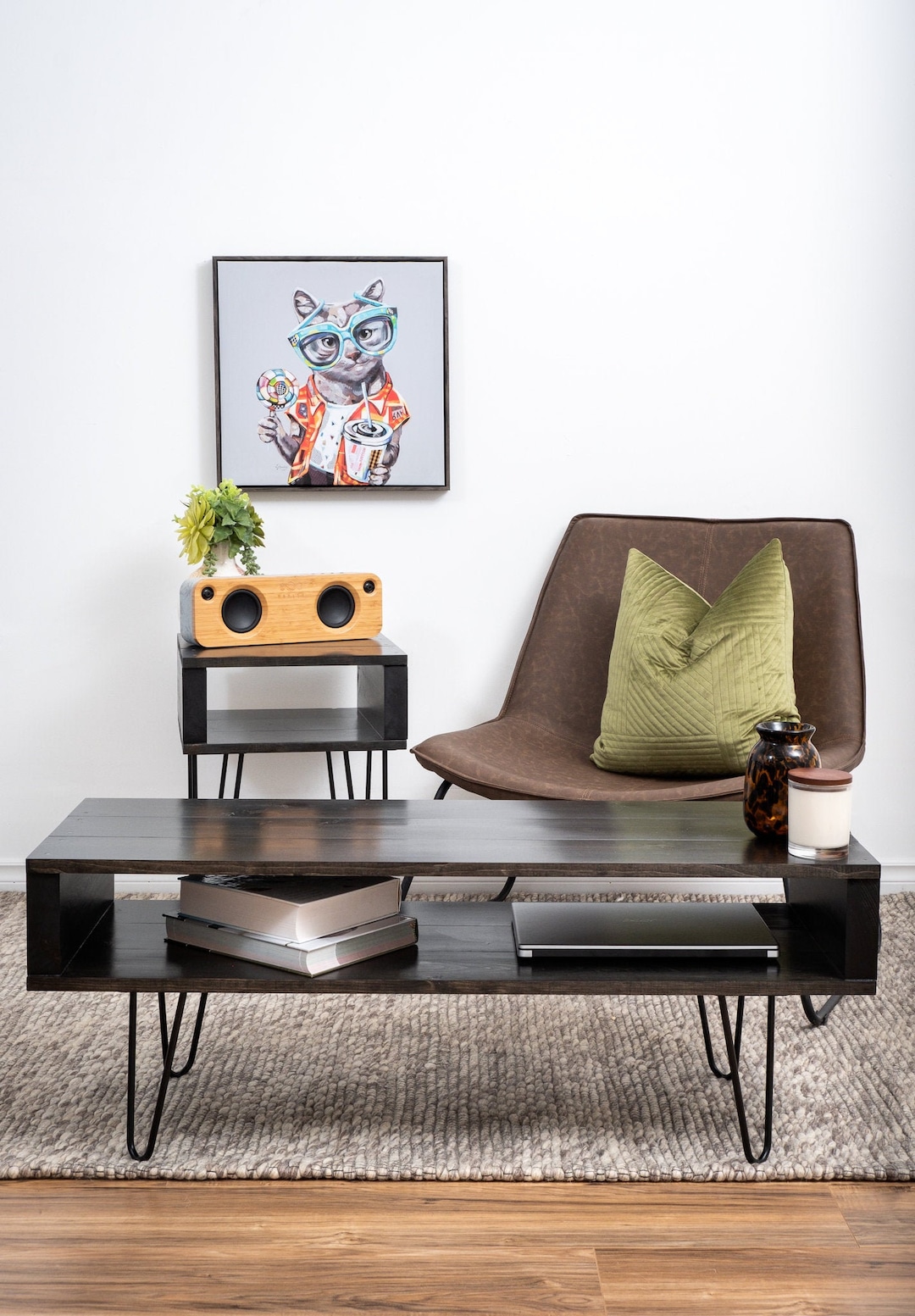 Black Coffee Table, Modern Rustic Mid-century, Handmade From Wood ...