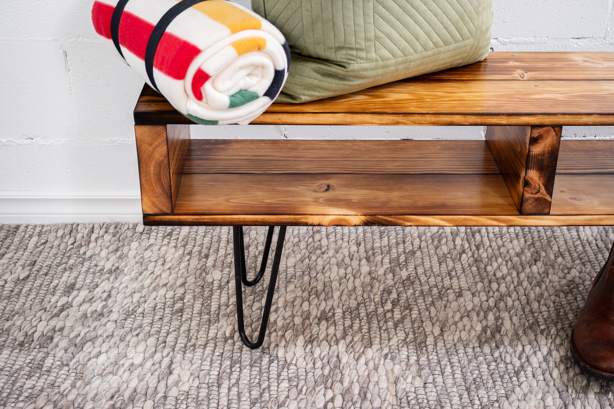 Torched bench modern storage bench Entryway bench rustic | Etsy