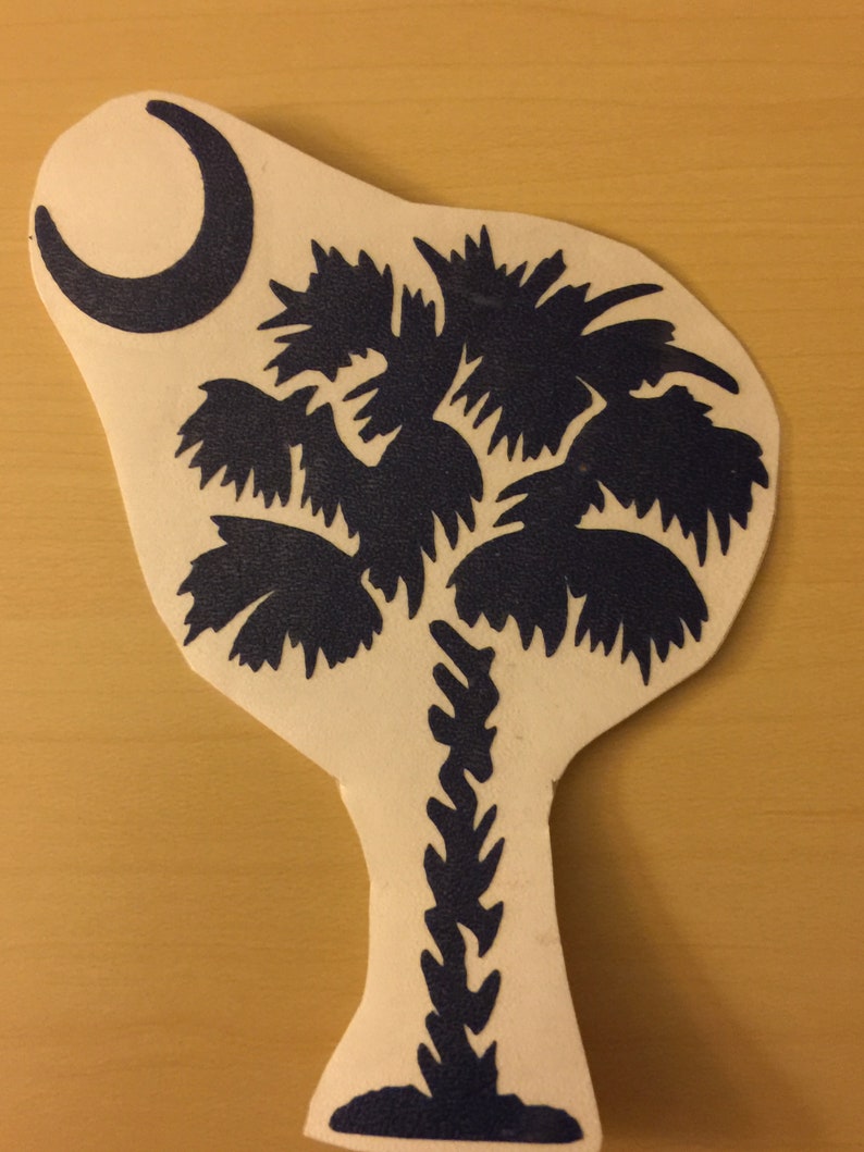 SC Palm Palmetto Tree Crescent Moon South Carolina Decal | Etsy