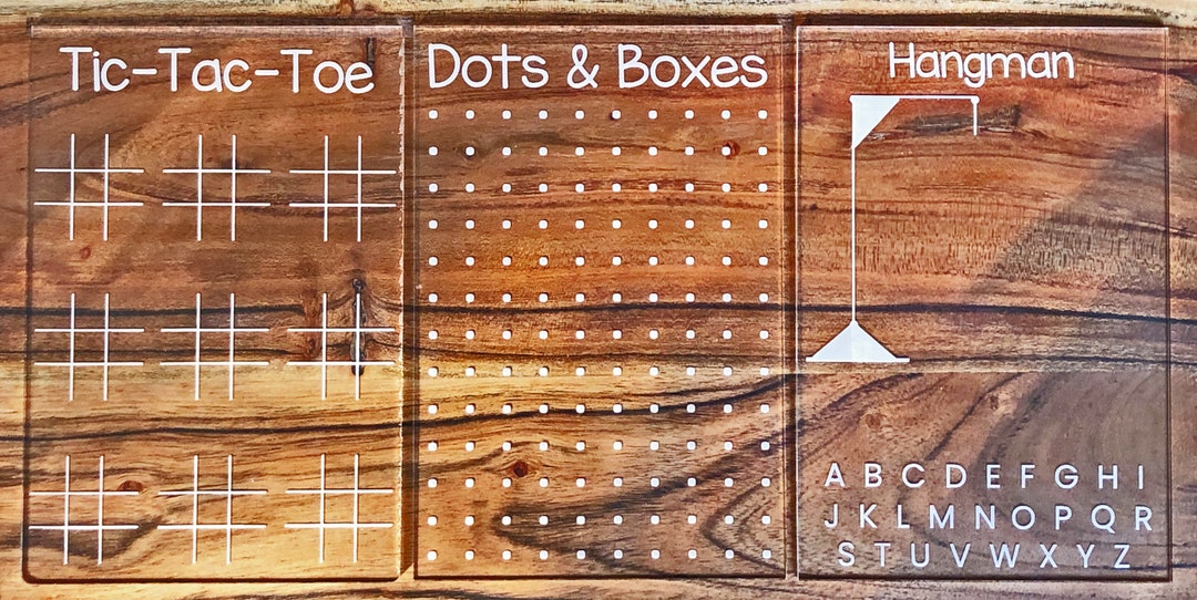 Travel Games Set Kids Reusable Hangman Tic Tac Toe Dots & Boxes License ...