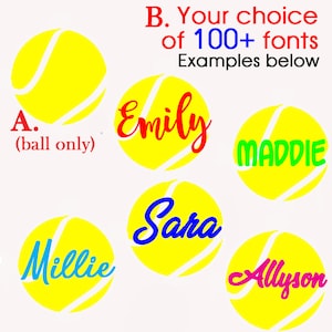 Tennis Ball Decal Sticker I Choose From 45+ Colors I 100+ Fonts I Name ...