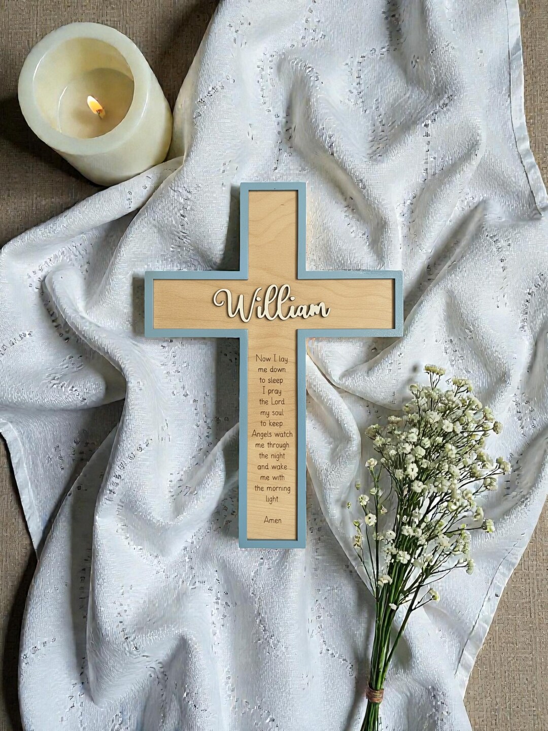 Child's Prayer Cross, Now I Lay Me Down to Sleep, Baby Shower Gift, Boy ...