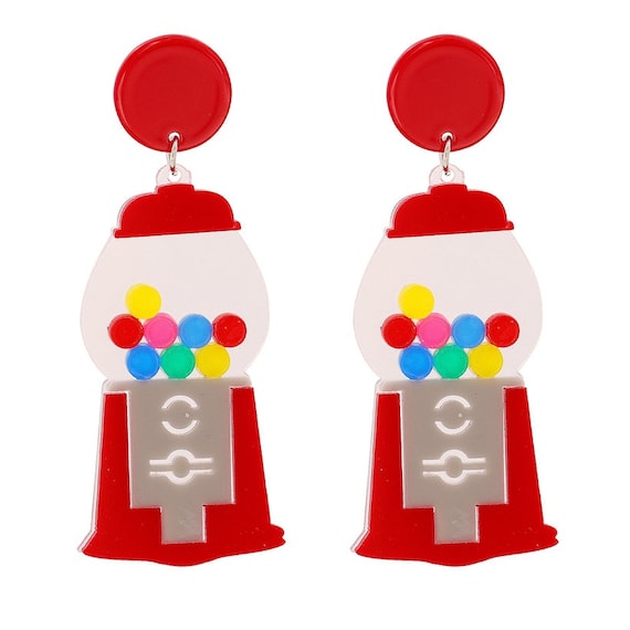 Retro Gumball Bubble Gum Machine Earrings / Candy Prize - Etsy