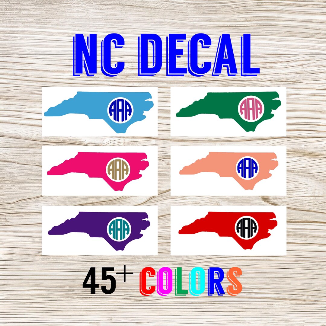 North Carolina Monogram Decal NC Sticker I Choose From 45+ Colors I ...