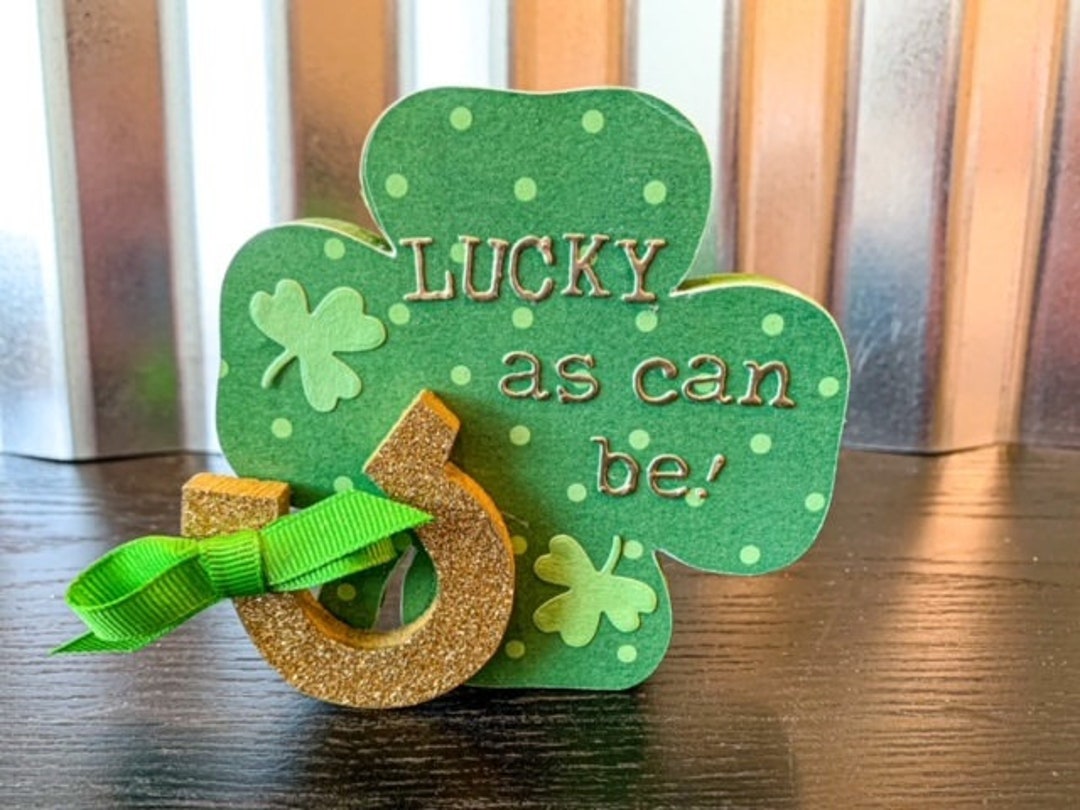 Lucky Shamrock Wood Block Sign - Etsy