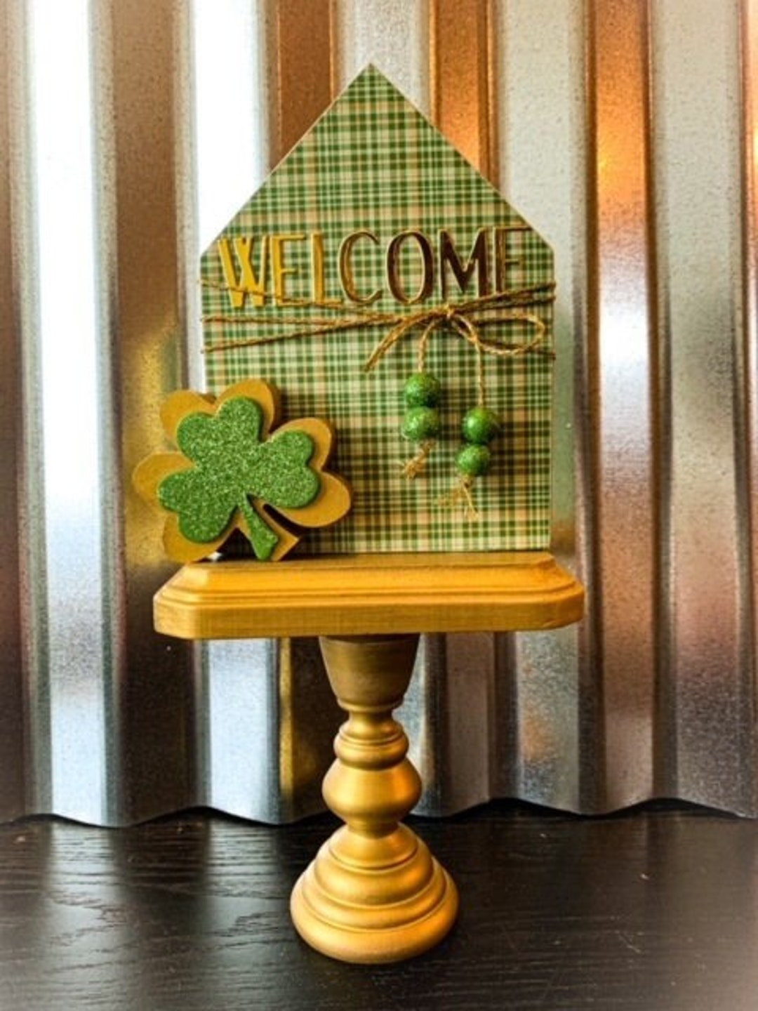 Shamrock Welcome Home Wood Block Sign - Etsy
