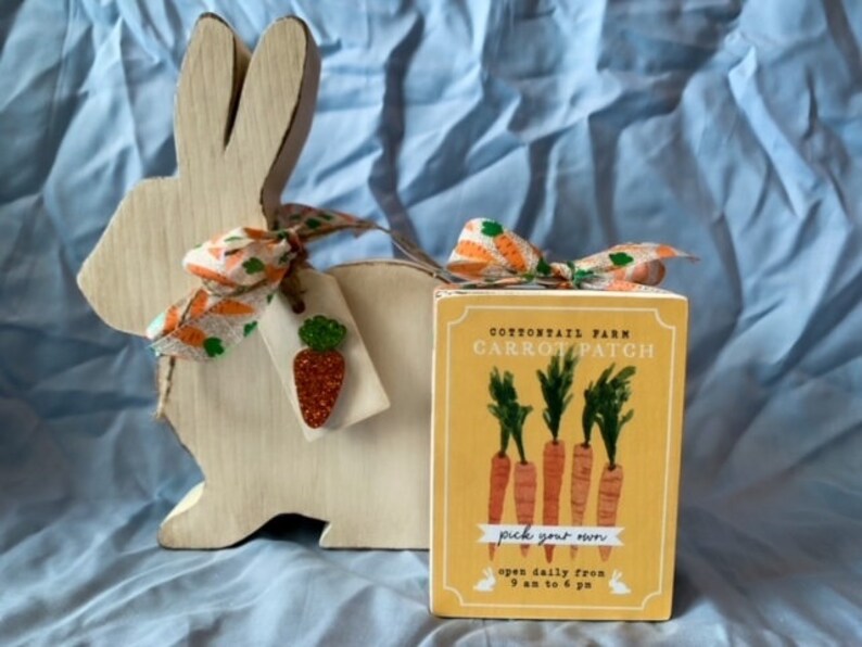 Carrot Bunny Wood Block - Etsy
