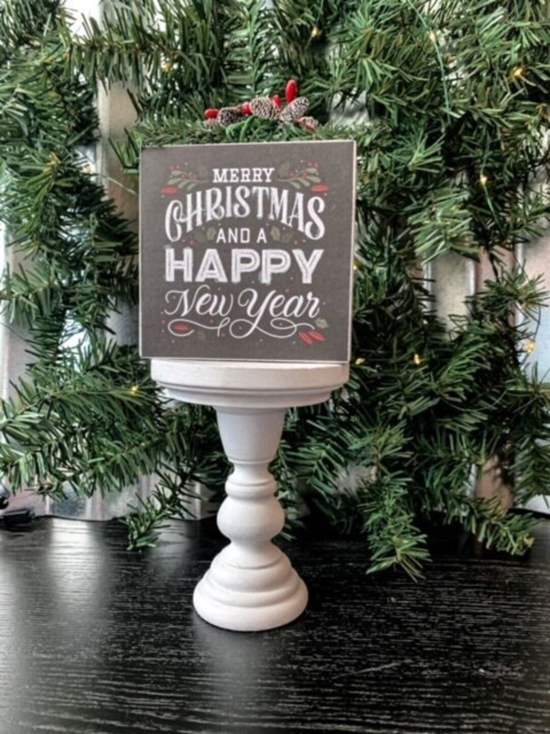 Merry and Happy Wood Block Sign - Etsy