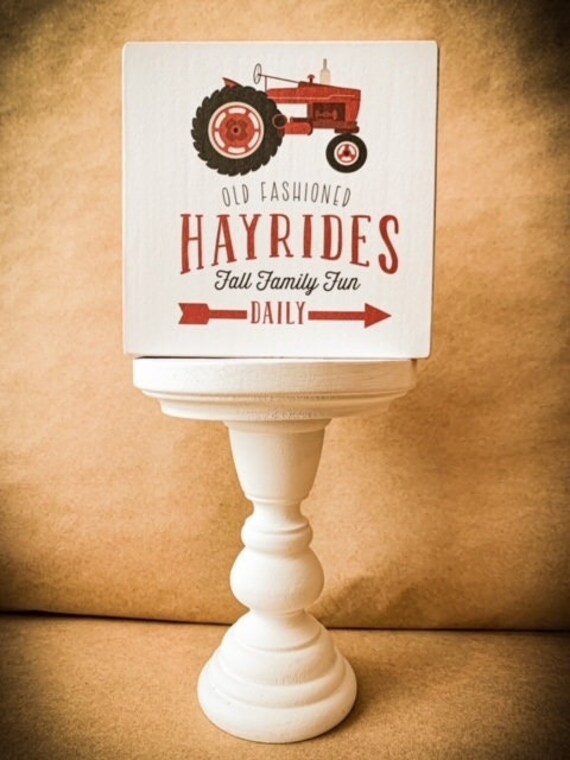 Hayrides Wood Block Sign - Etsy