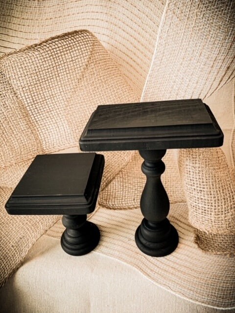 Square Scroll Base Elevated Stand Black | Etsy