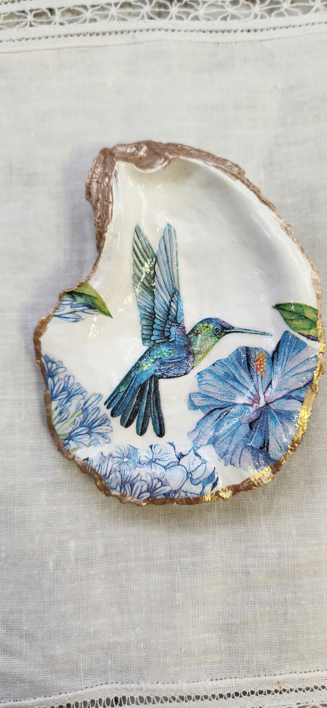 Oyster Shell Hummingbird Ring Dish Jewelry Wedding Gift Birthday the ...