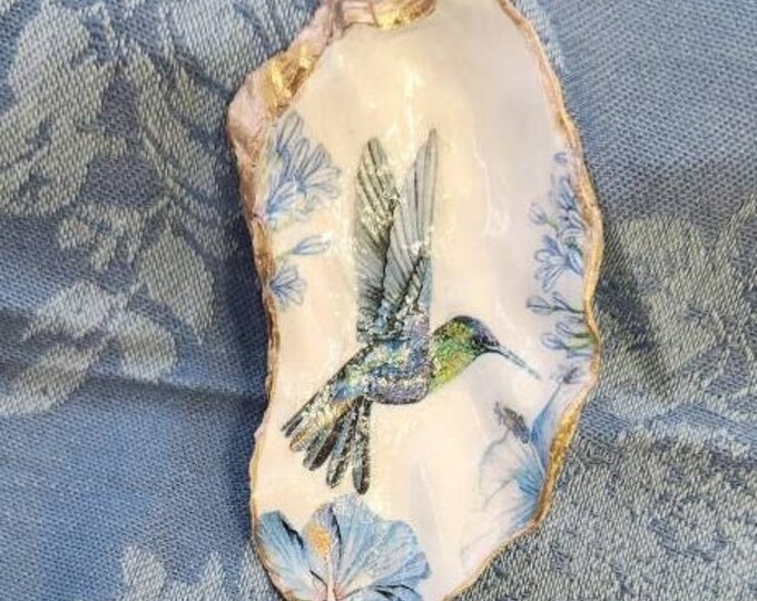 Oyster Shell Hummingbird Ring Dish Jewelry Dish Wedding Bridesmaids ...
