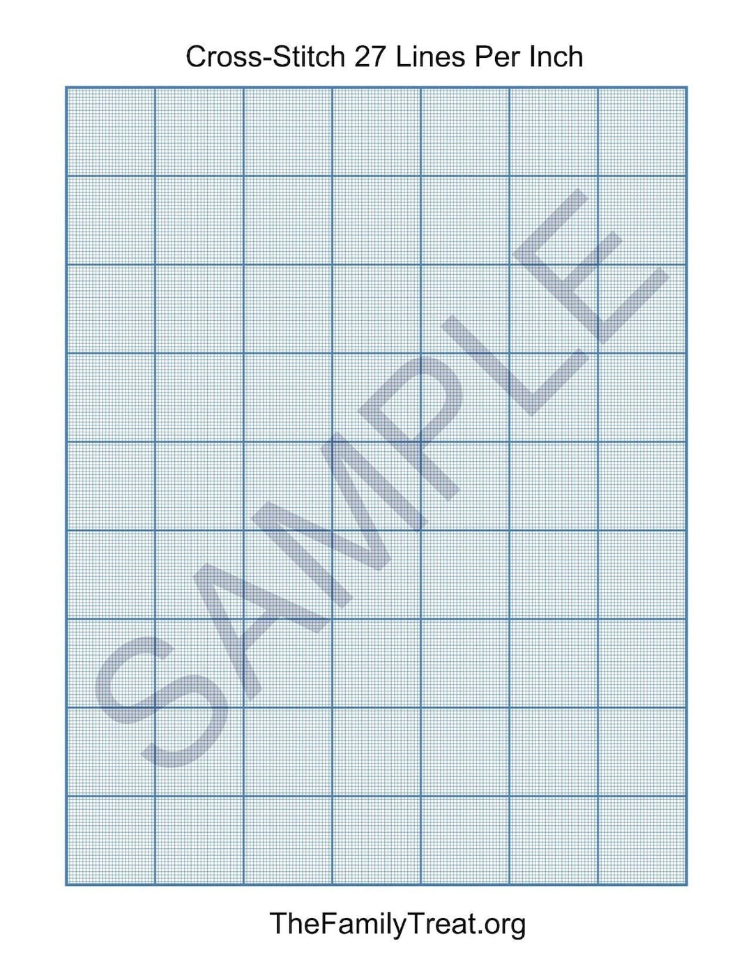 Cross-stitch Blank Template 27 Lines per Inch & 27 Lines per Division ...