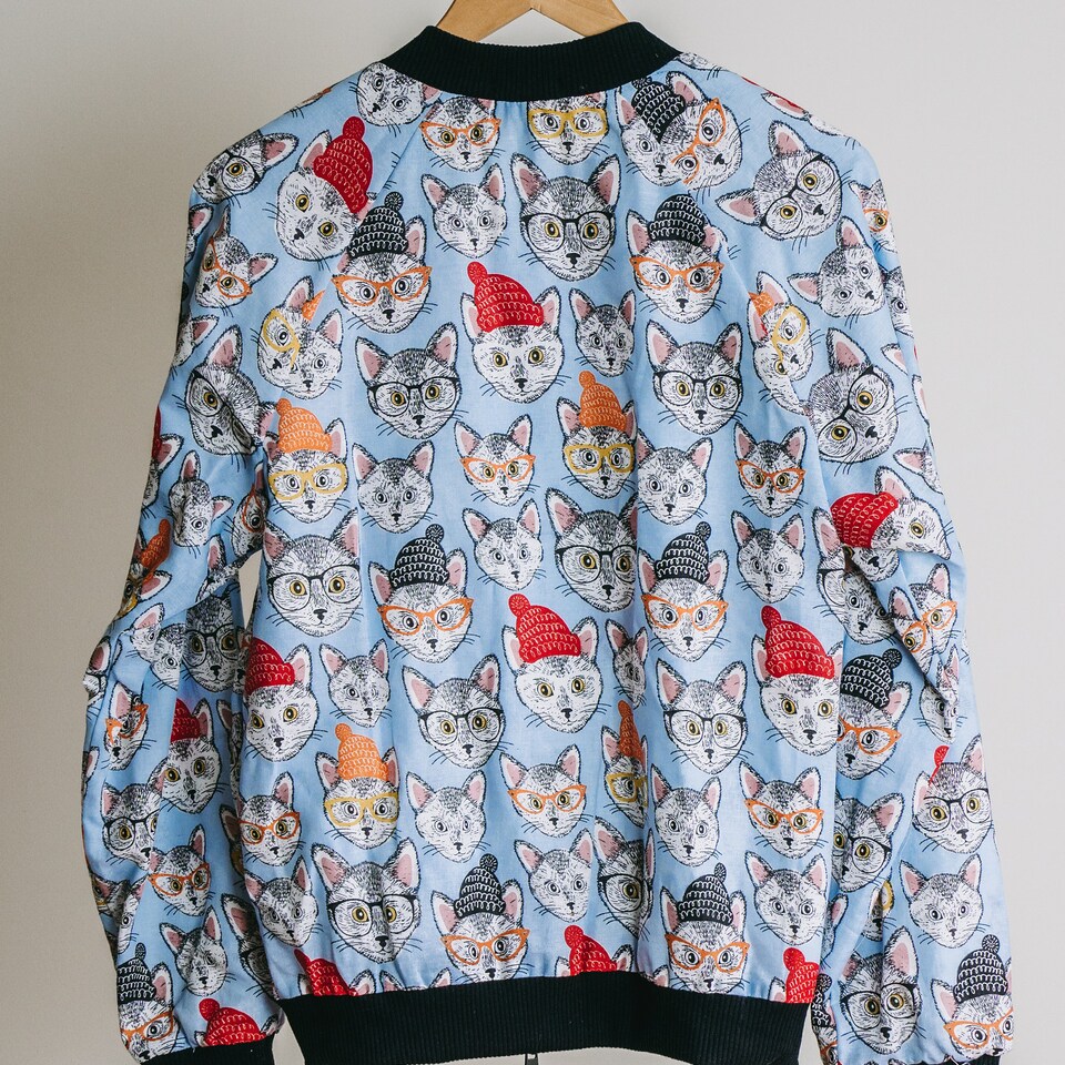 Cat Print Bomber Jacket sold by Fabiana Camargo | SKU 12530250 | Printerval