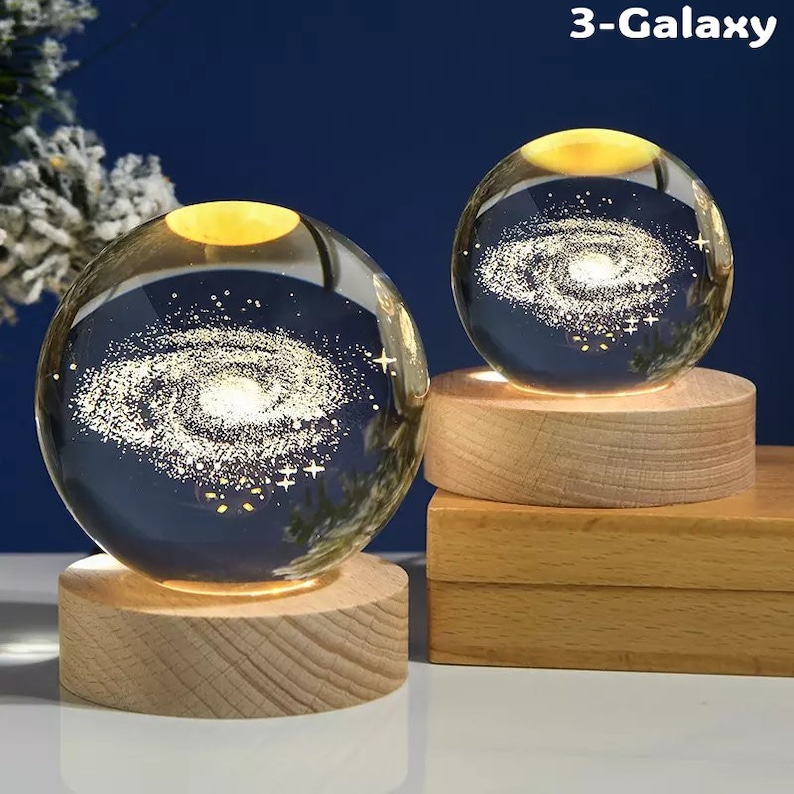 Personalized 3D Galaxy Crystal Ball LED Night Light: Custom Solar ...